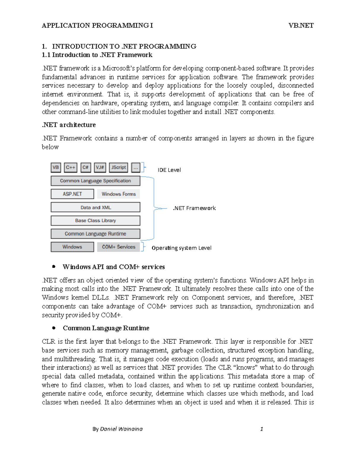 Application Programming I: .NET Concepts & VB.NET Fundamentals - Studocu
