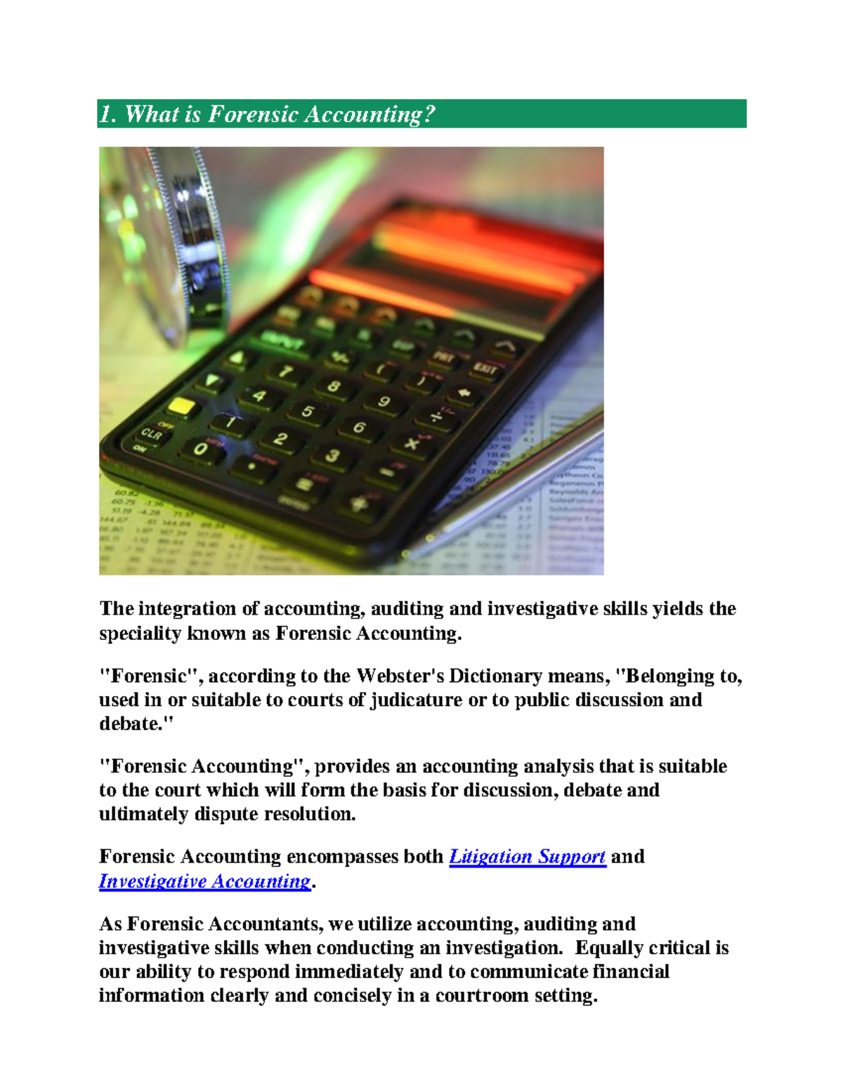 Forensic Accounting Demystified - 1. What is Forensic Accounting? The ...