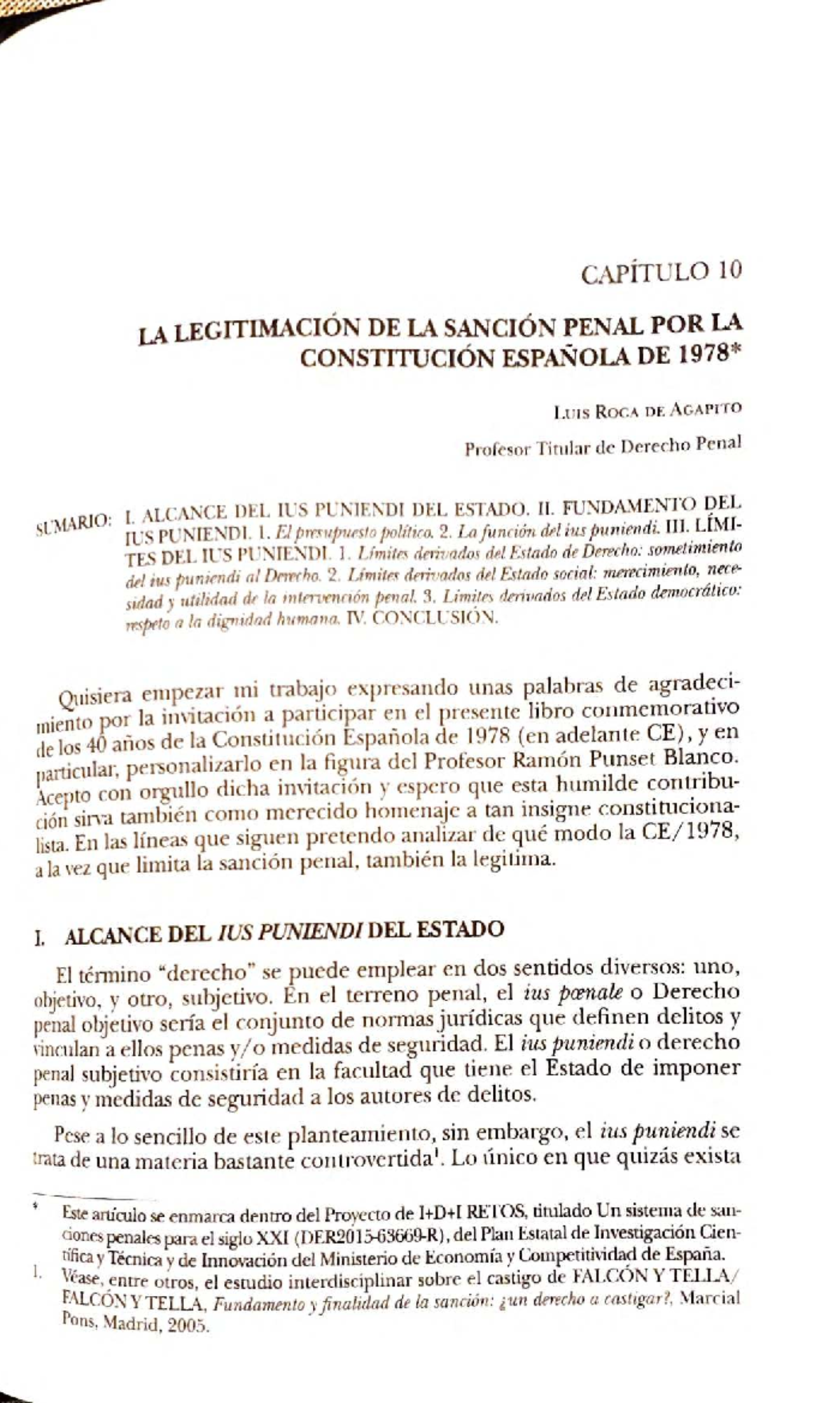 CAPÍTULO 10: LA LEGITIMACIÓN DE LA SANCIÓN PENAL EN LA CONSTITUCIÓN ...