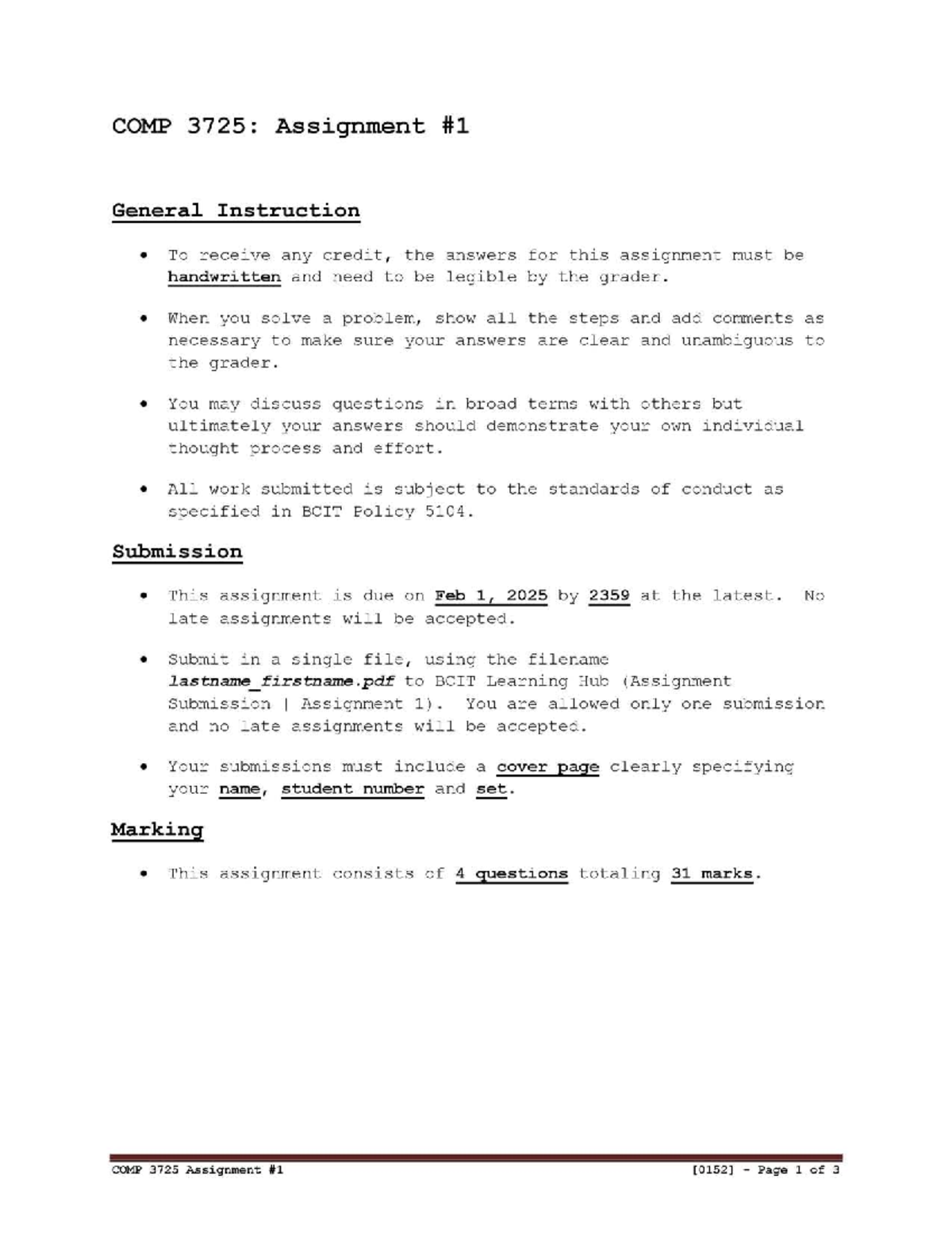 COMP 3725: Assignment 1 General Guidelines & Problem Set Instructions ...