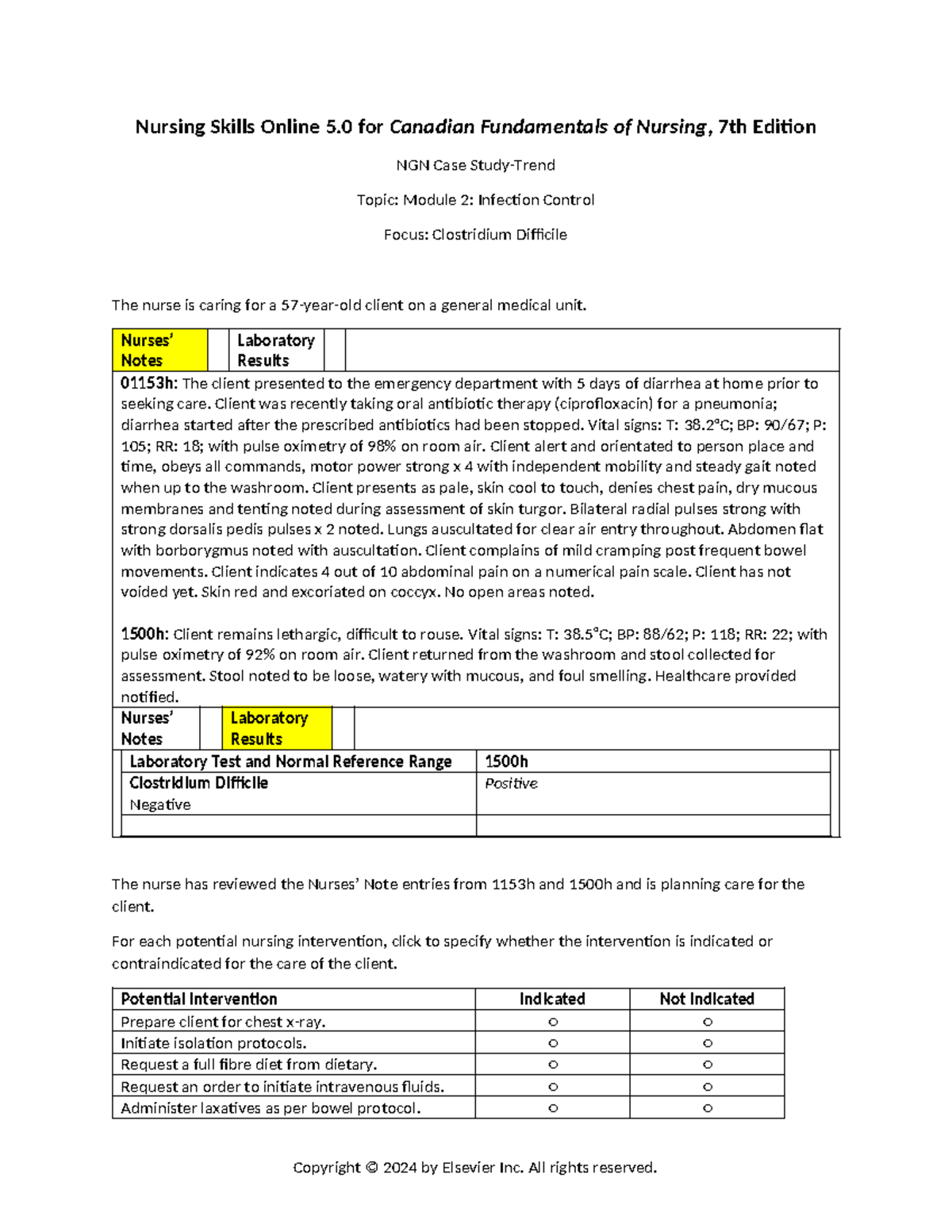 Module 2 Infection Control Trend C-Diff - Nursing Skills Online 5 for ...