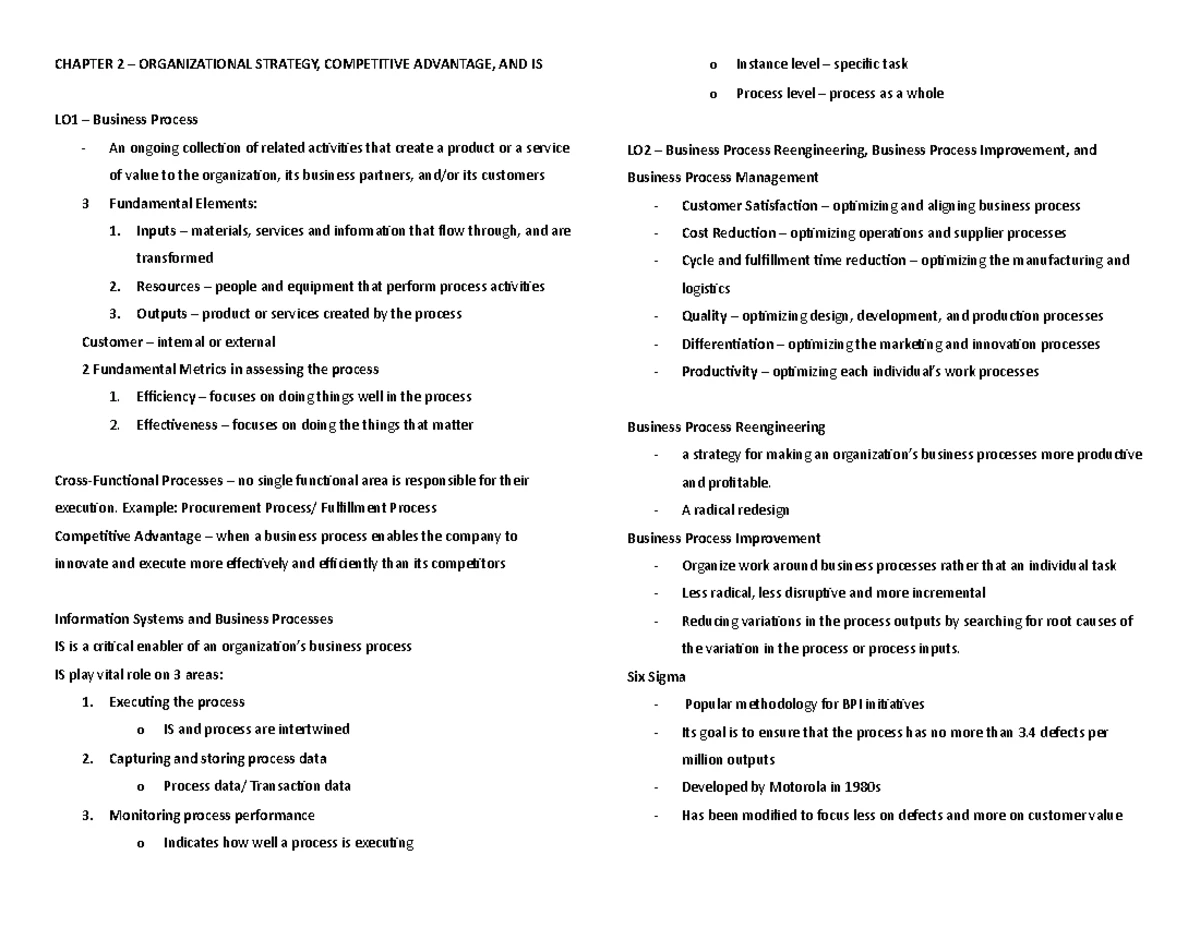 Chapter 1 Summary Introduction To Information Systems Chapter 1 Introduction To