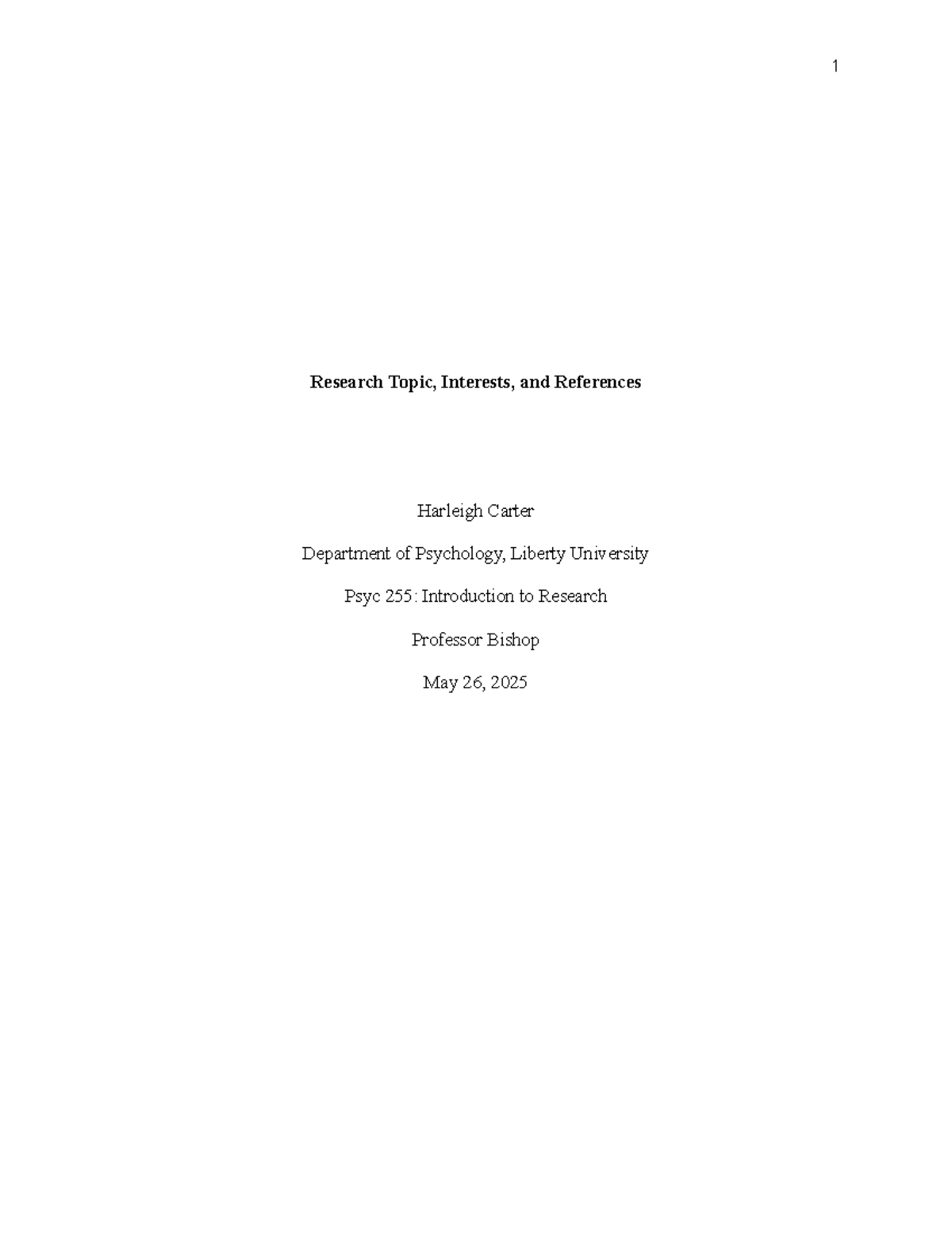 Psyc 255: Research Topics, Interests, and References in Psychology ...