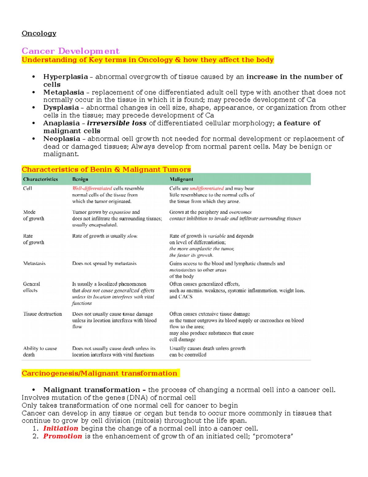MED SURG 2 Oncology Study Guide: Key Concepts & Care Strategies - Studocu