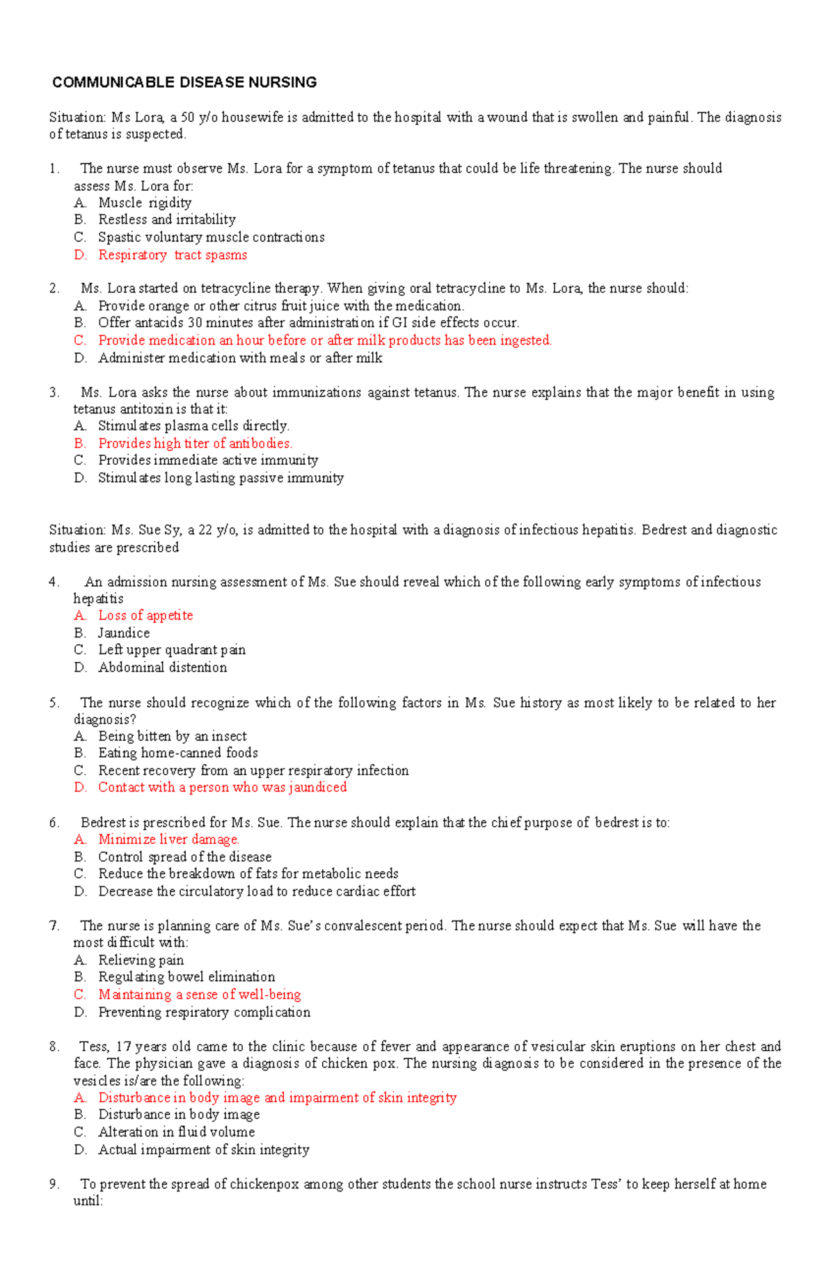 Communicable Disease Nursing Test Bank: Key Concepts and Case Studies ...