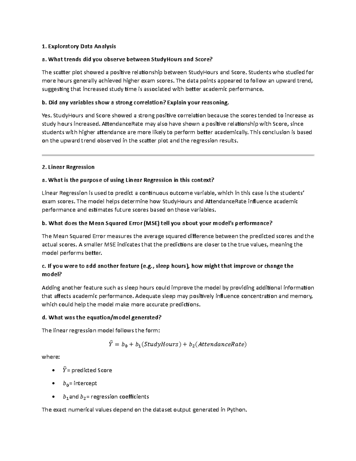 Lab 5 - Exploratory & Regression Analysis of Study Hours and Scores ...