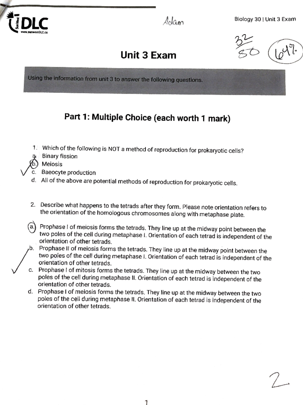 Biology 30 Unit 3 Exam: Genetics and Reproductive Processes Insights ...