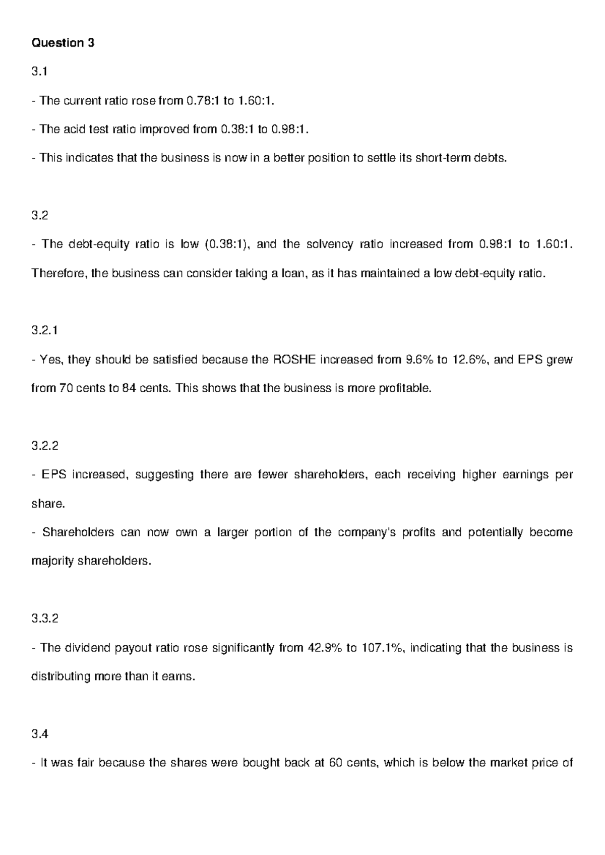 Financial Analysis: Question 3 Insights on Ratios and Profitability ...