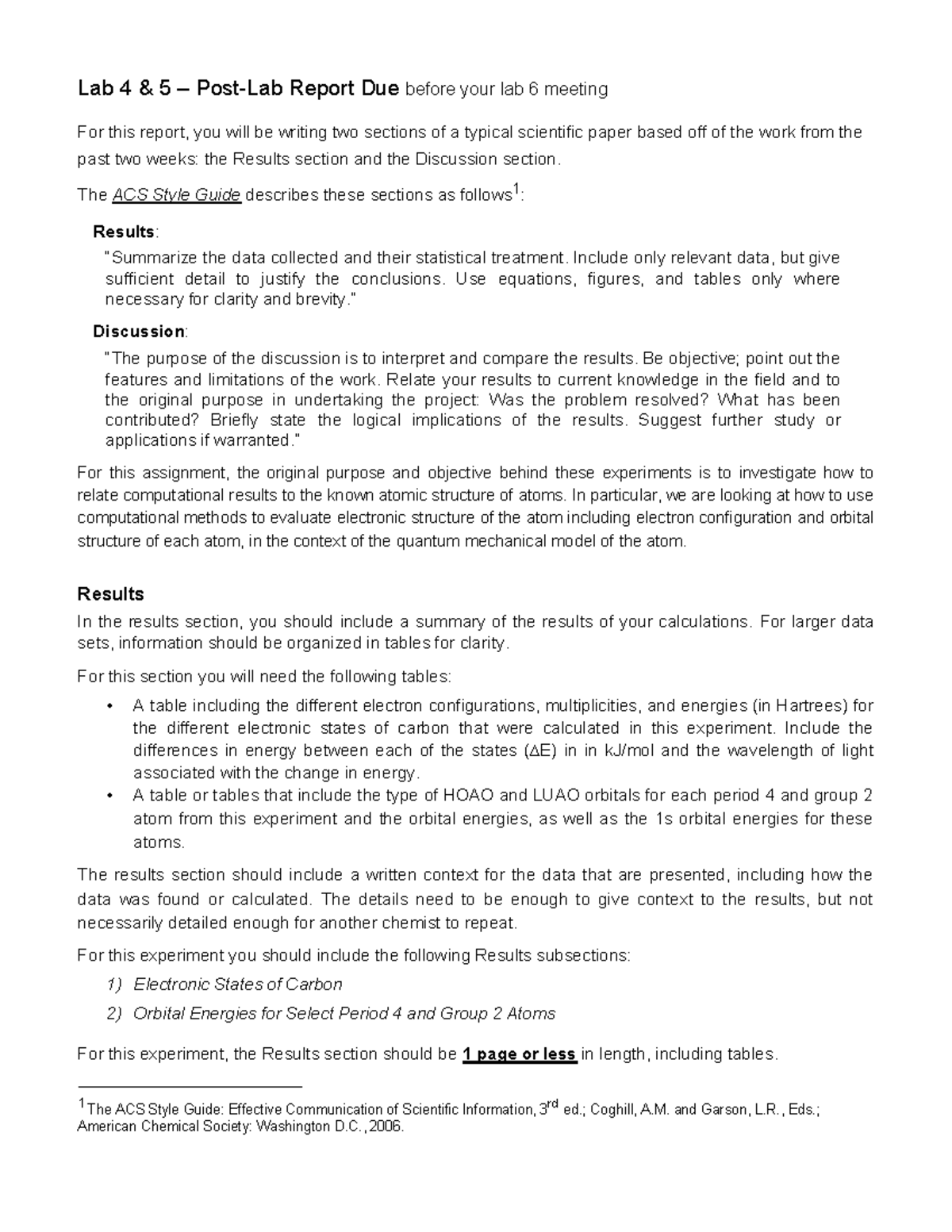 Lab 4/5 Post-Lab Report: Results & Discussion on Atomic Structure ...