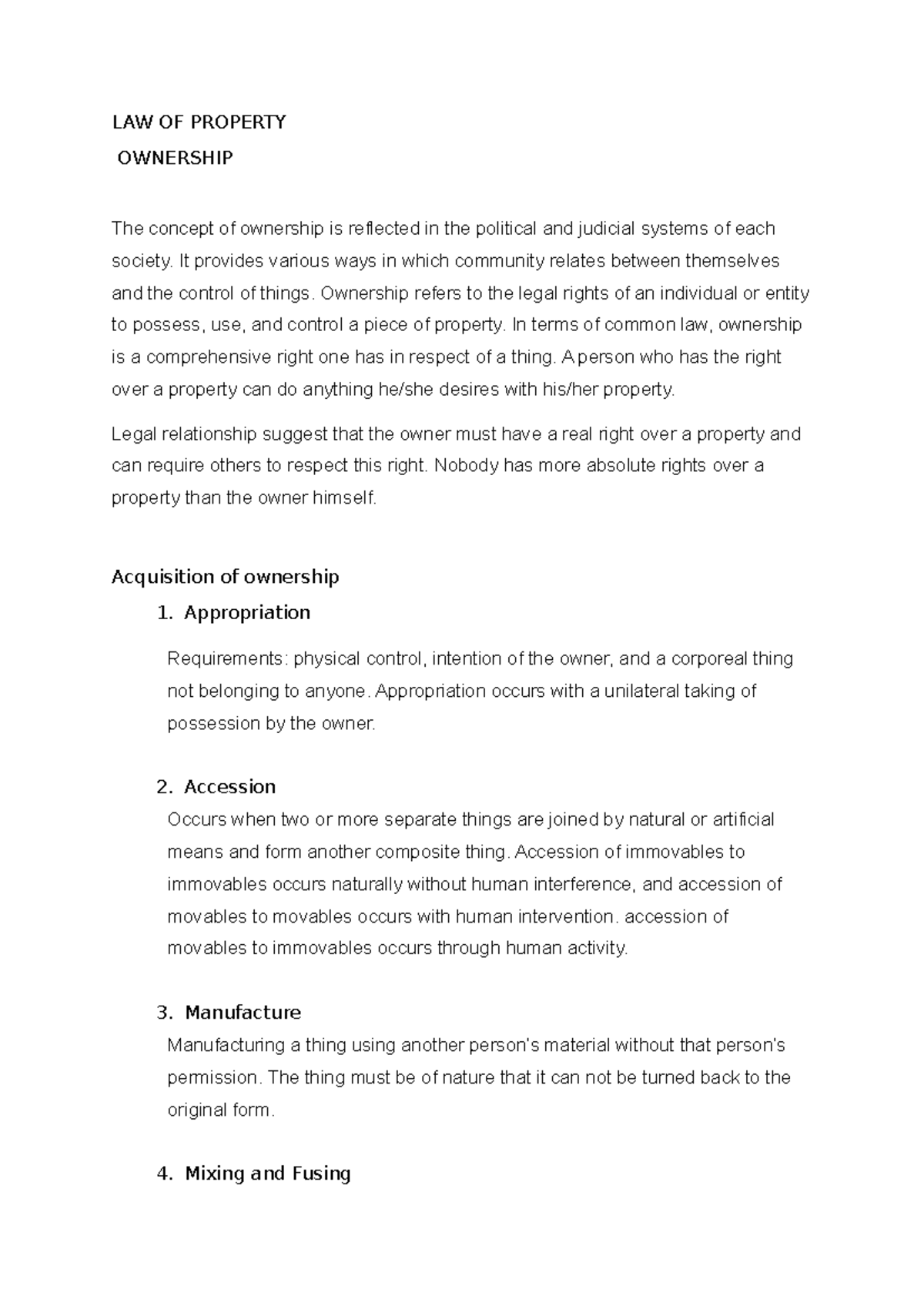 LAWP 301: Ownership Concepts and Co-Ownership Rights Explained - Studocu