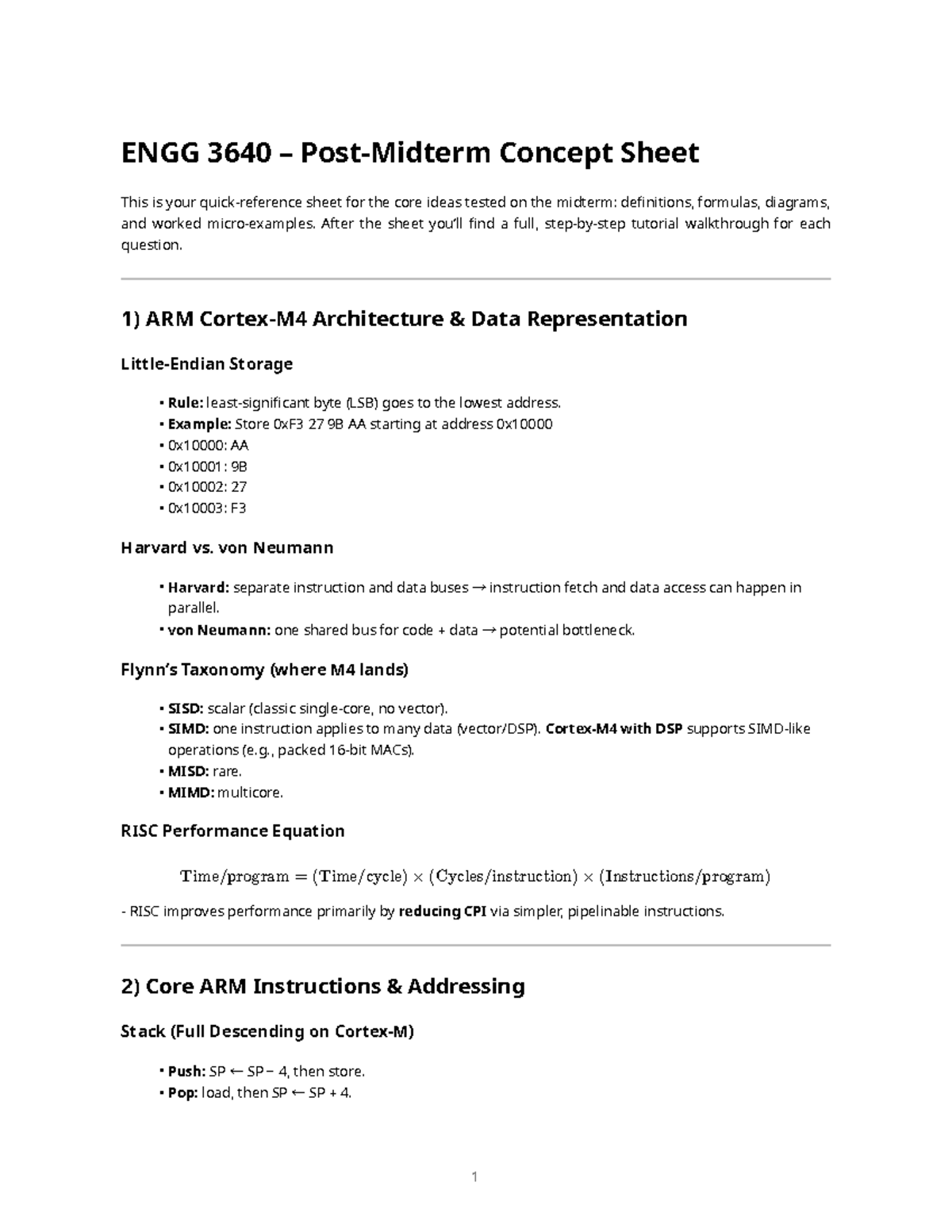 ENGG 3640 – Post-Midterm Concept Sheet & Solutions Guide - Studocu