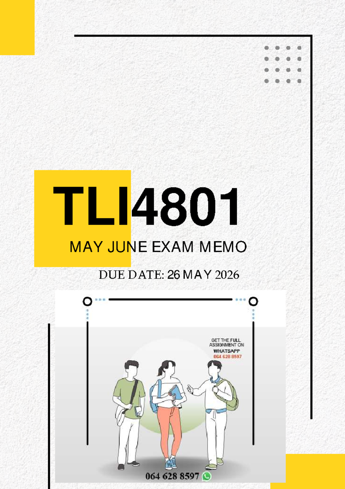 TLI4801 MAY JUNE 2026 EXAM MEMO & LETTER OF DEMAND ADVICE - Studocu