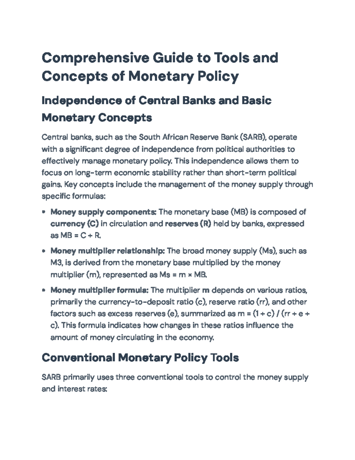 Monetary Policy Tools & Techniques: A Comprehensive Overview (ECO 101 ...