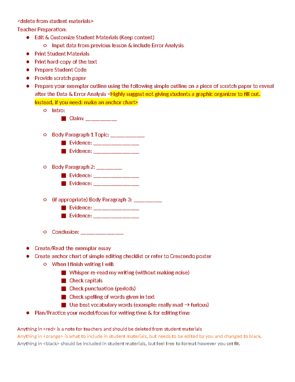 6.7 ELA Crescendo: Student Materials for Essay Writing & Revision - Studocu