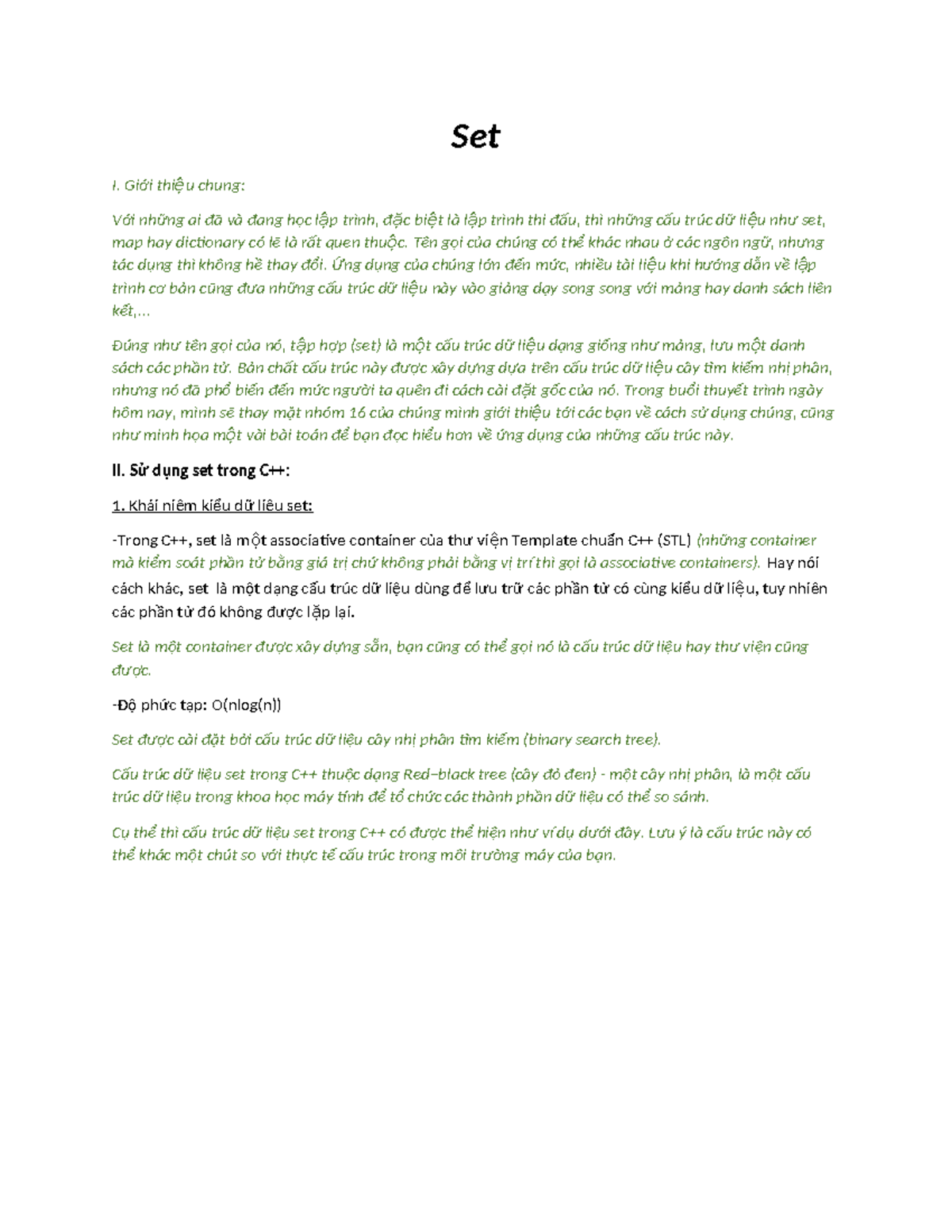 C++ Set Data Structure: Concepts and Operations - Set I - Studocu