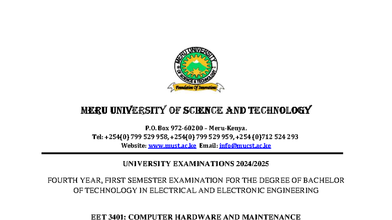 EET 3401 Final Exam: Computer Hardware and Maintenance Notes - Studocu
