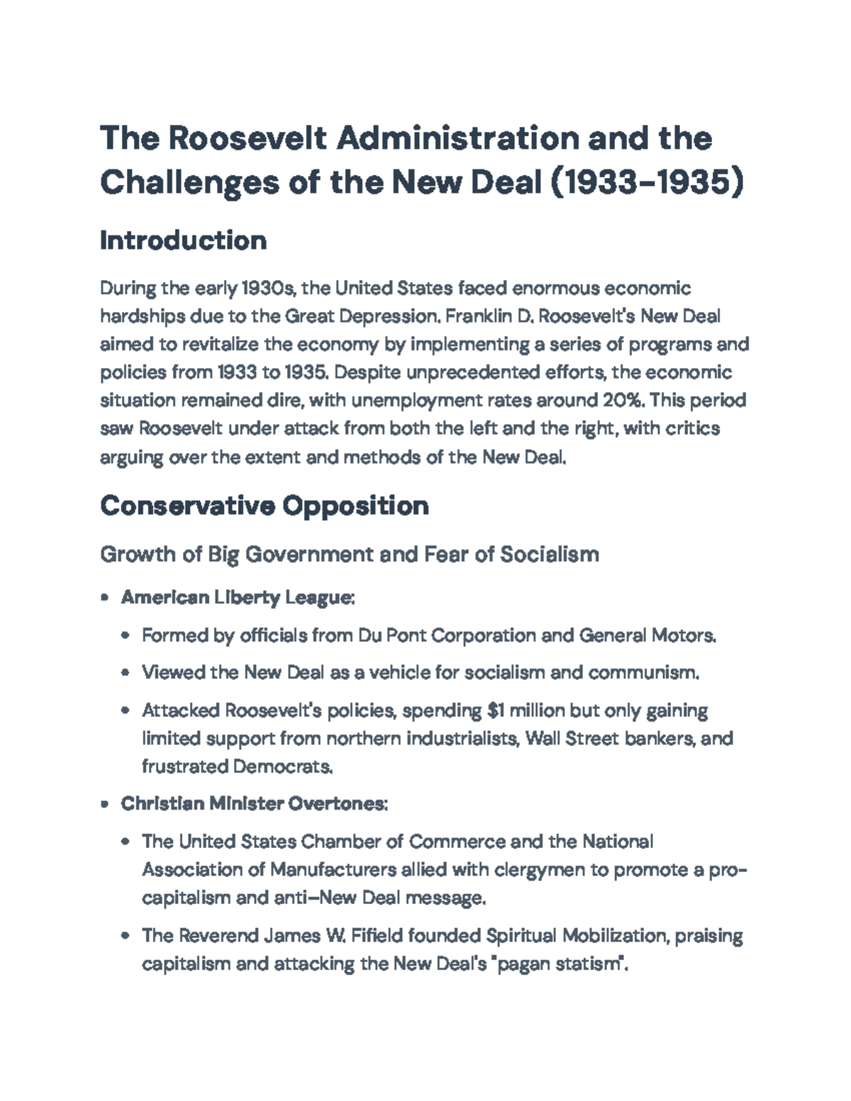 The New Deal Challenges Faced by Roosevelt's Administration (1933-1935 ...