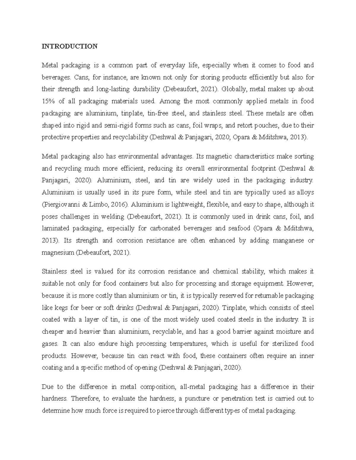 FST648 Lab Report: Hardness Evaluation of Metal Packaging Materials ...