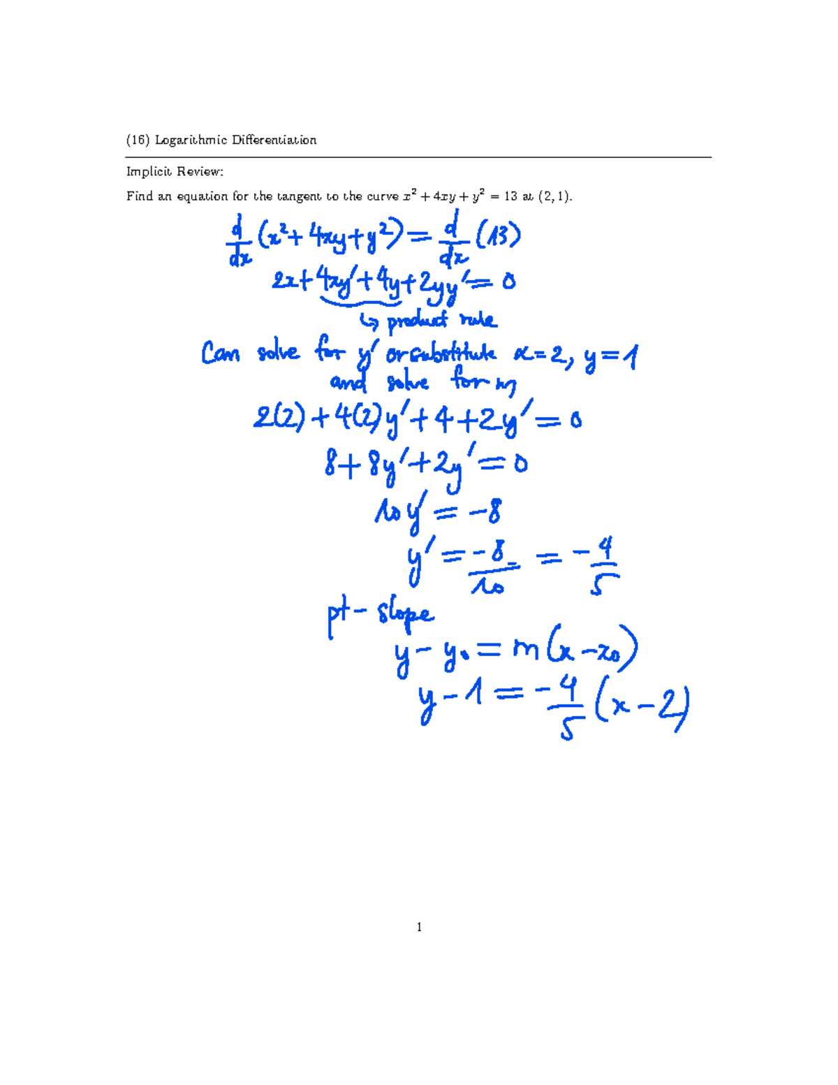 (16) Logarithmic Differentiation - (16) Logarithmic Differentiation ...