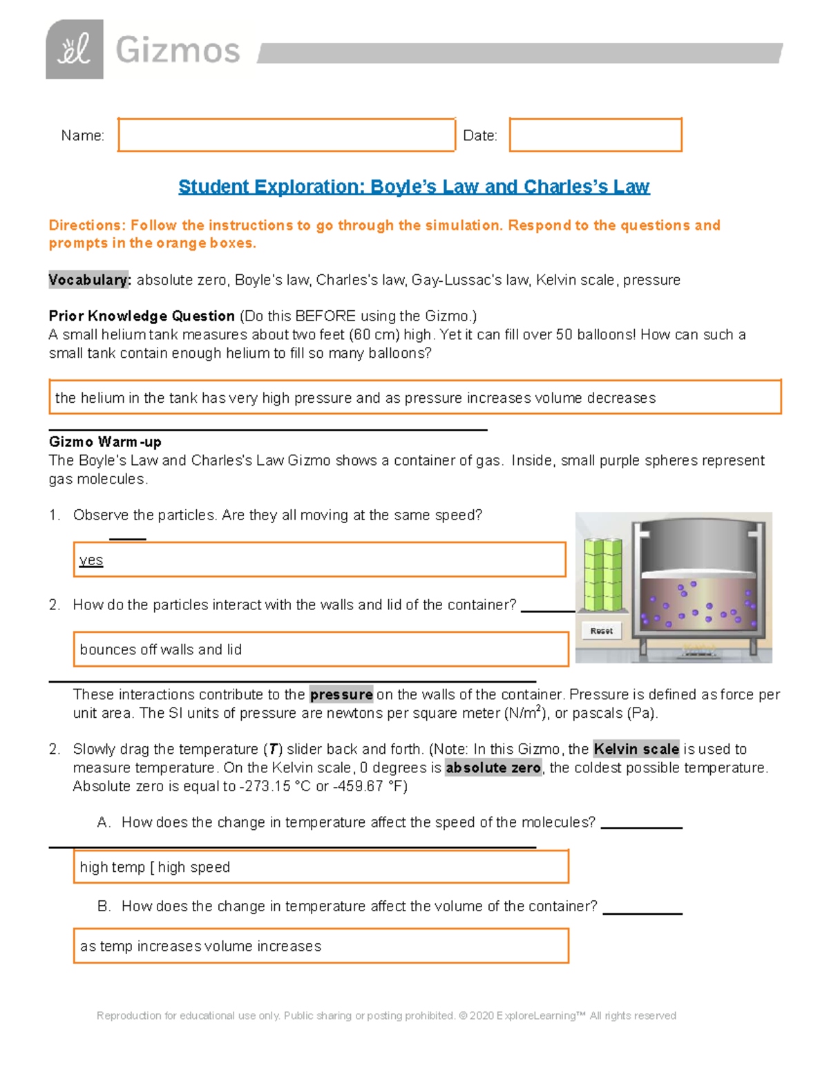 Exploration of Gas Laws: Pressure, Volume, and Temperature (SCI 101 ...
