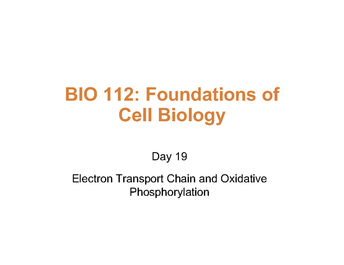 BIO 112 Day 19: Electron Transport Chain and Oxidative Phosphorylation ...