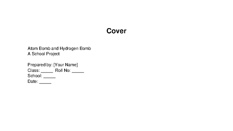 Atom and Hydrogen Bomb Project: A Comprehensive Study - Studocu