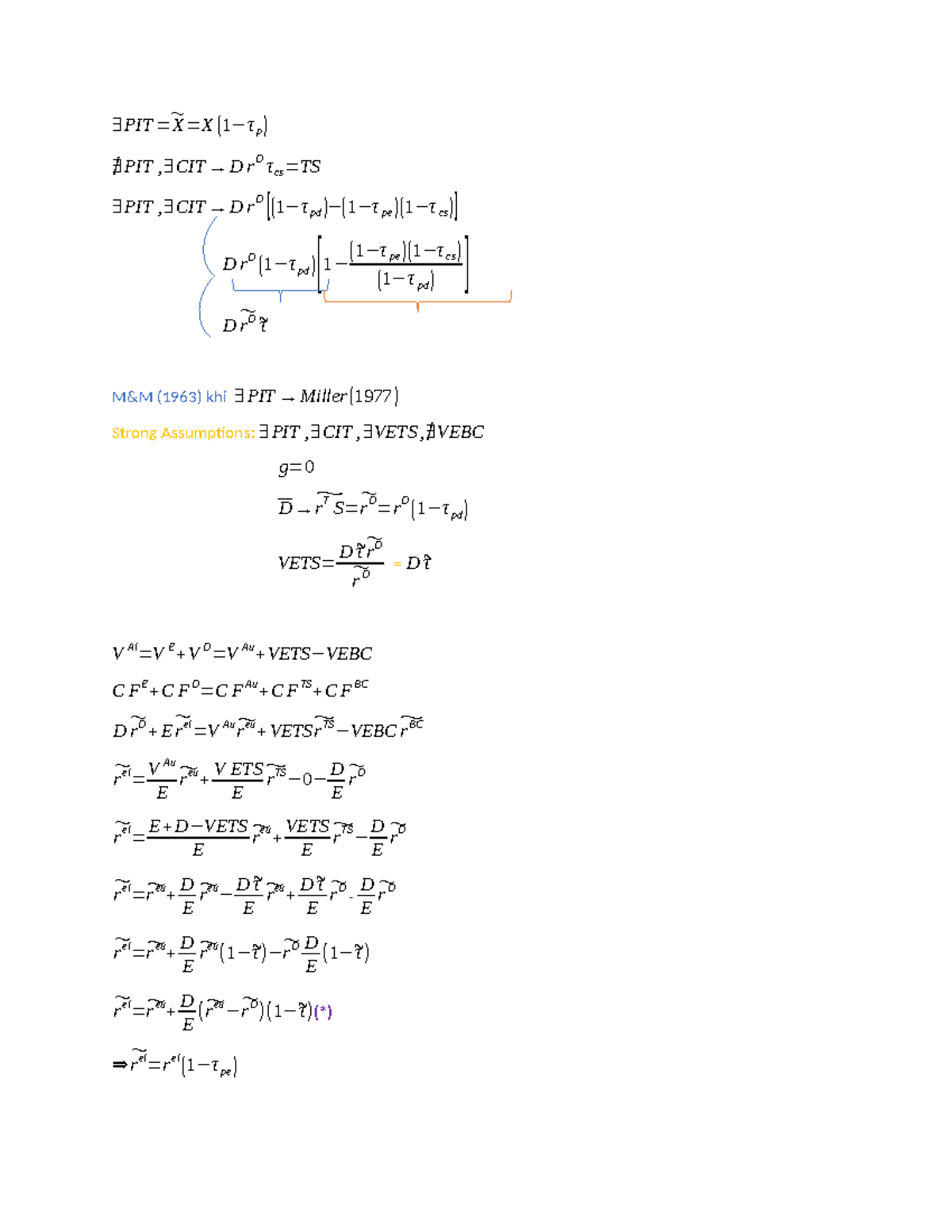 MM and ME Analysis: Key Formulas and Assumptions (1953 & 1980) - Studocu