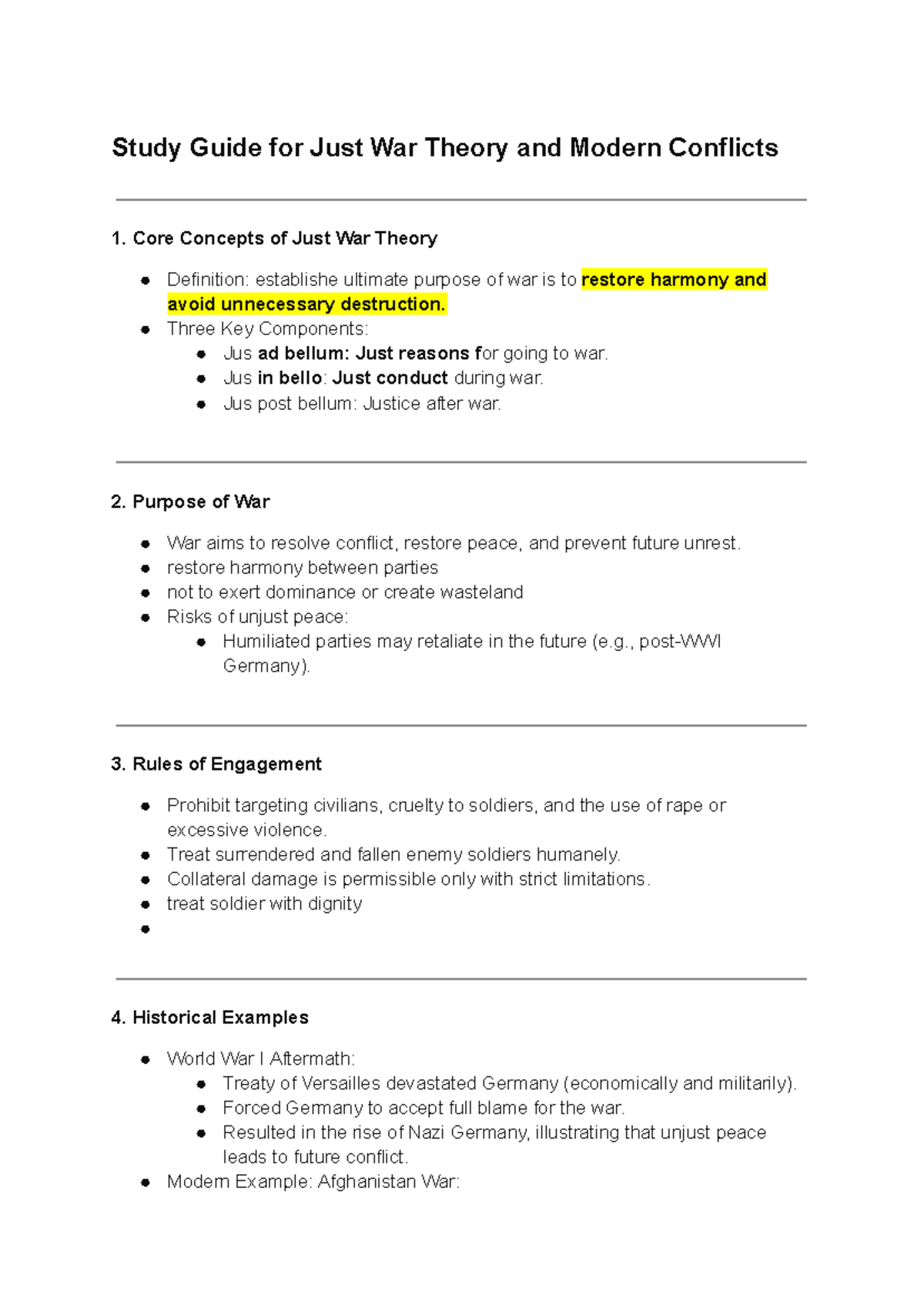 Study Guide: Just War Theory & Modern Conflicts (PHIL 101) - Studocu