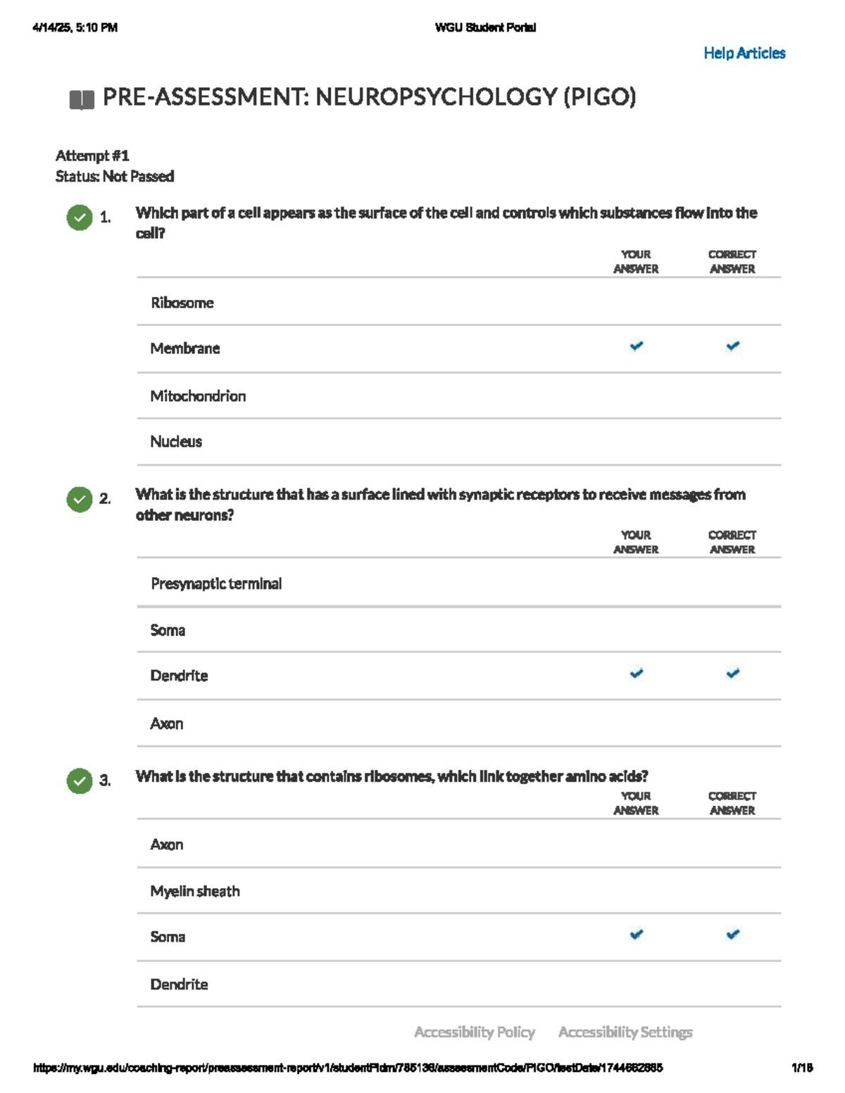 WGU Neuropsychology (PIGO) Pre-Assessment Study Guide - Studocu