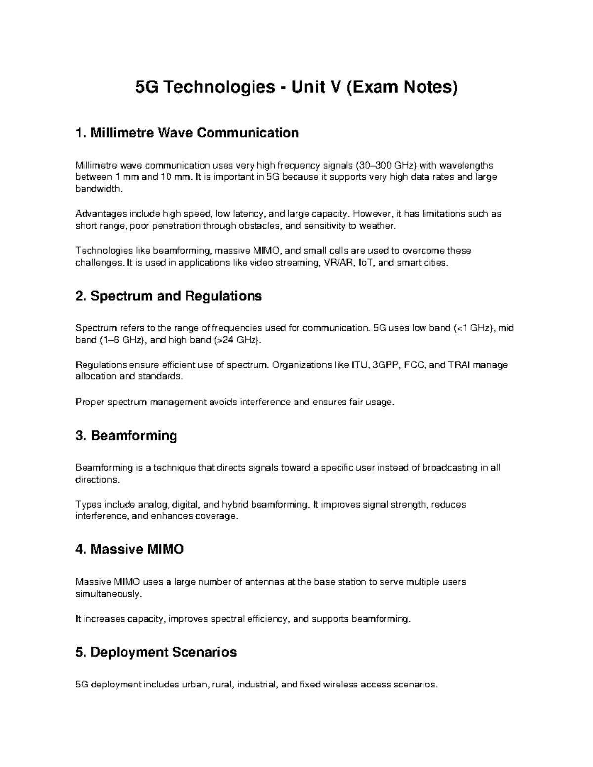 5G Technologies Unit V Exam Notes: Key Concepts & Techniques - Studocu