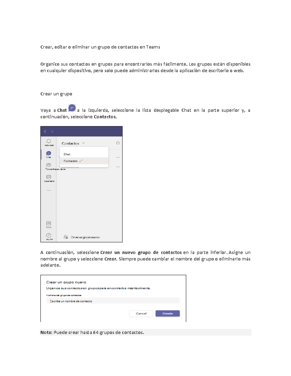 Guía para Crear y Administrar Grupos de Contactos en Teams - Studocu