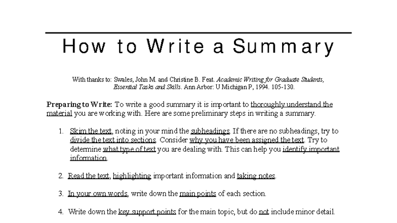 How to Write a Summary: Structure & Example Guide - Studocu