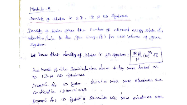 UNIT 5 - Density of States in 2D, 1D, and 0D Systems - Studocu