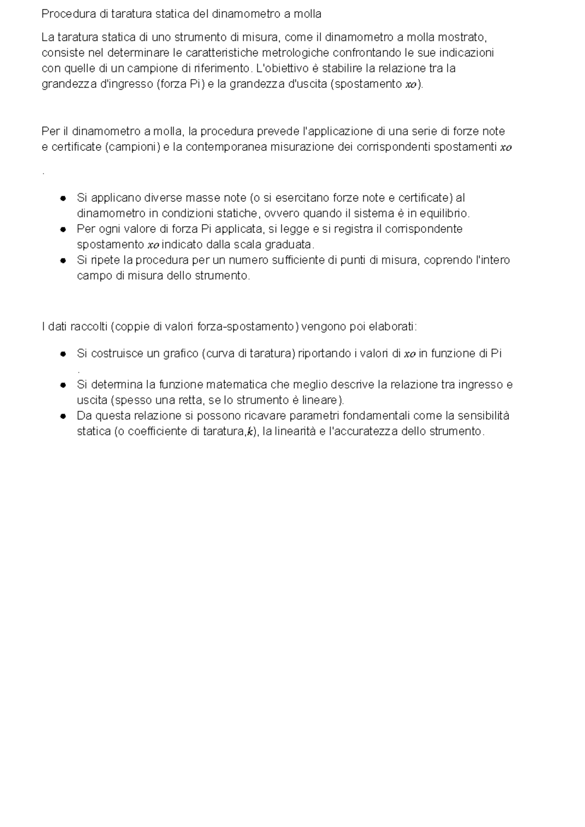 Esercizio Svolto: Taratura Dinamometro a Molla - LEZ. 14 S3 - Studocu