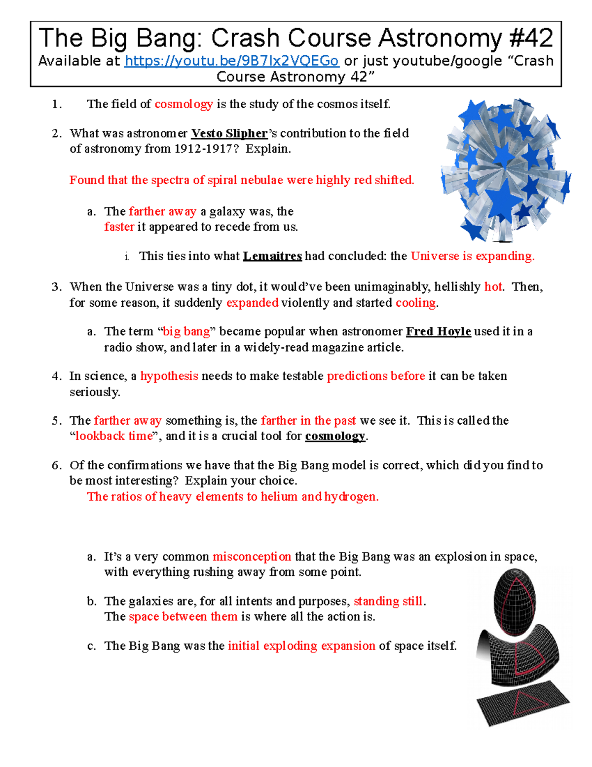 Crash Course Astronomy 42: Insights on the Big Bang Theory - Studocu