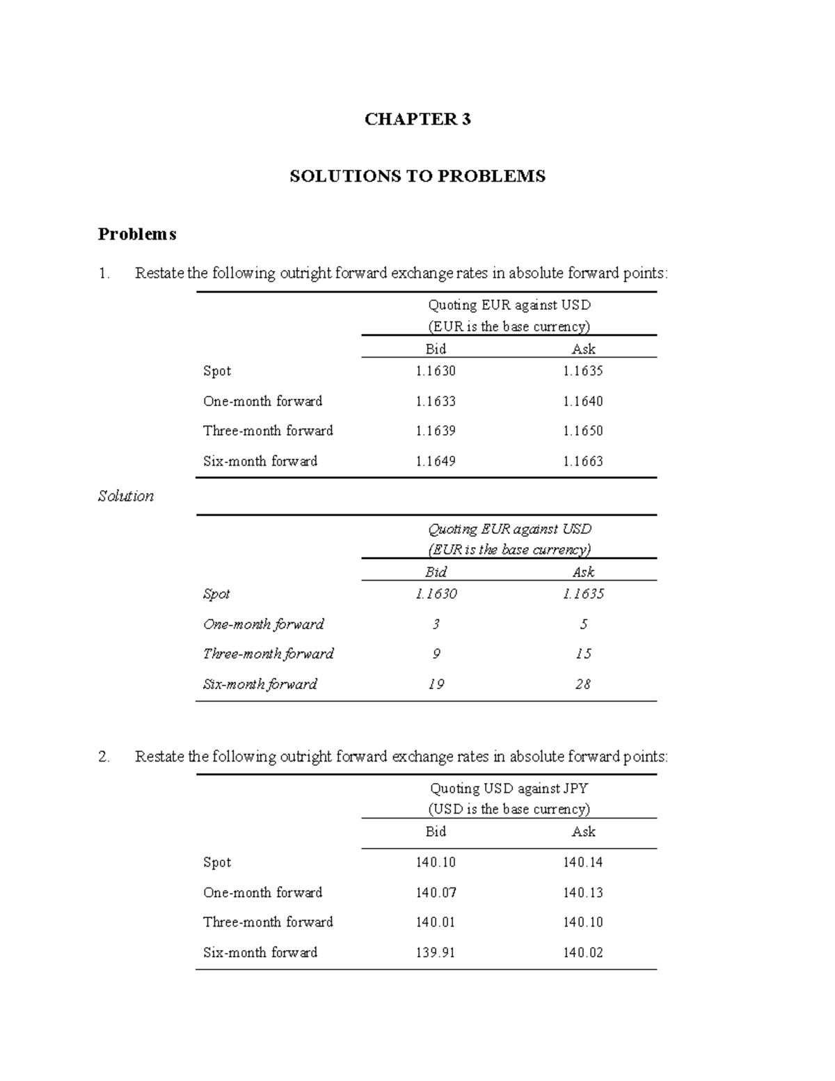 CHAPTER 3: SOLUTIONS TO EXCHANGE RATE PROBLEMS - Studocu