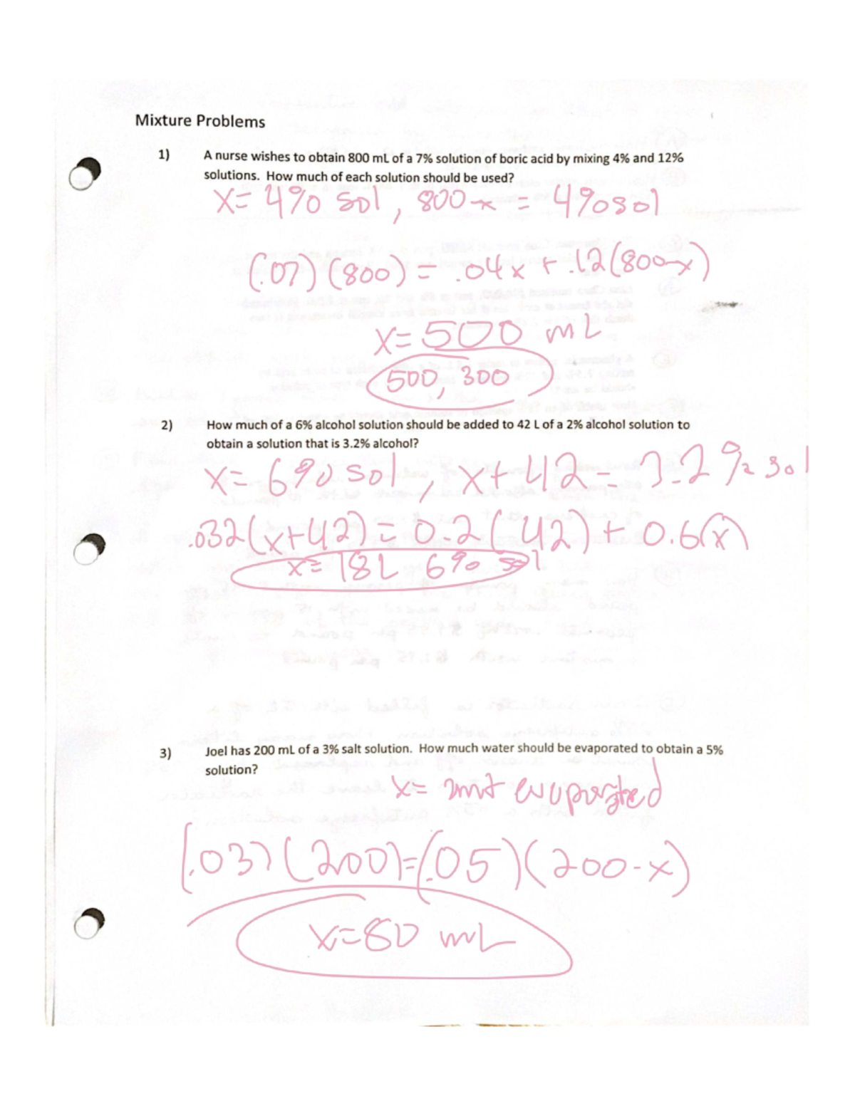 Mixture Problems: Solutions for Nurses and Chemists (Halg2-1) - Studocu