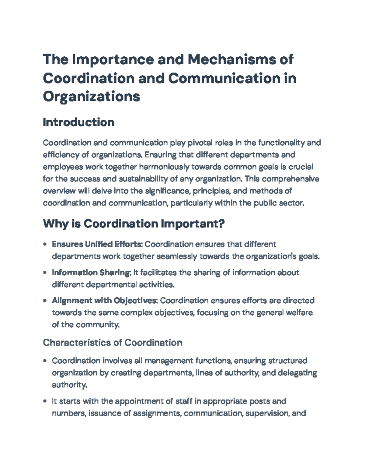 Coordination and Communication Mechanisms in Org: Key Insights - Studocu