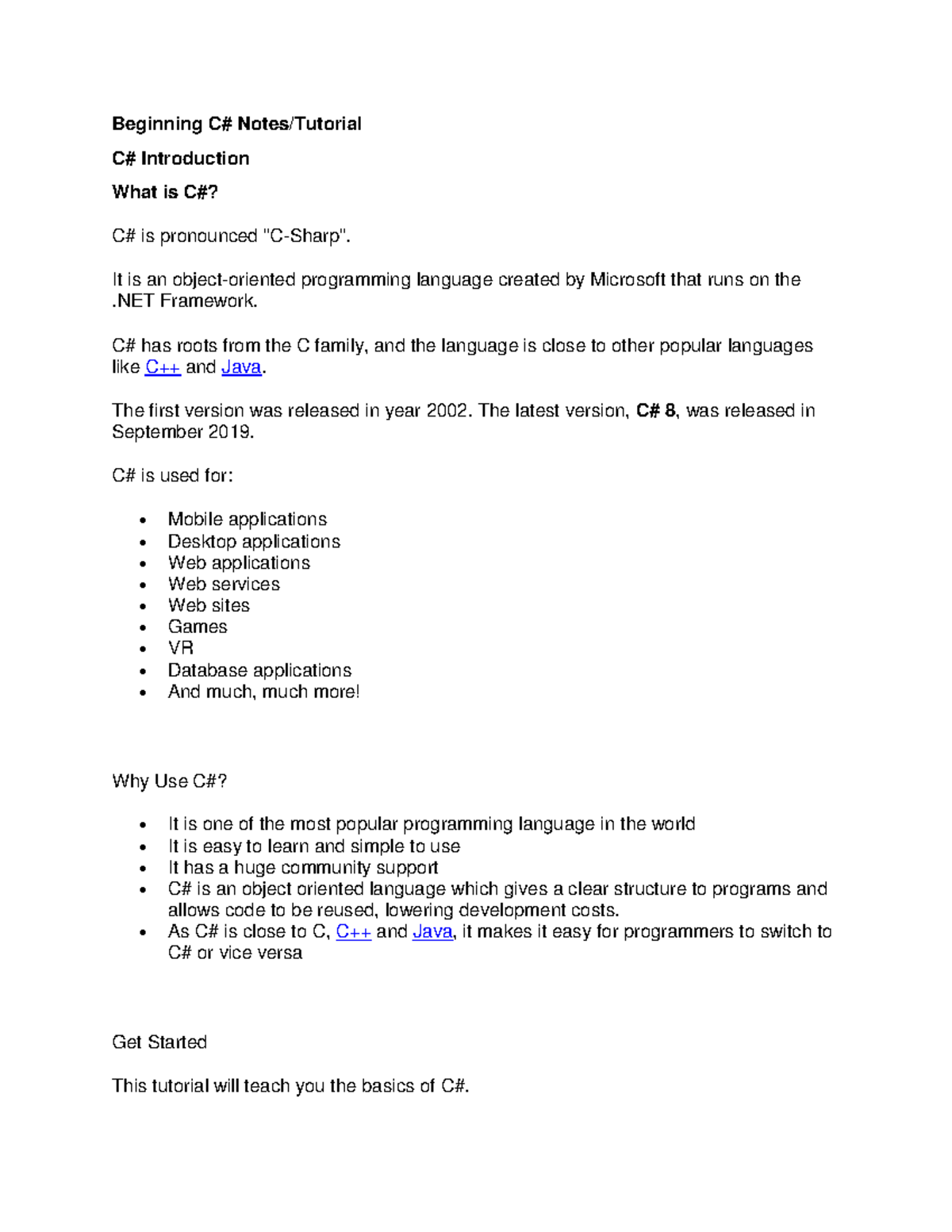2020 Tutorial 1 Beginning C Sharp(1) - Copy - Beginning C# Notes ...