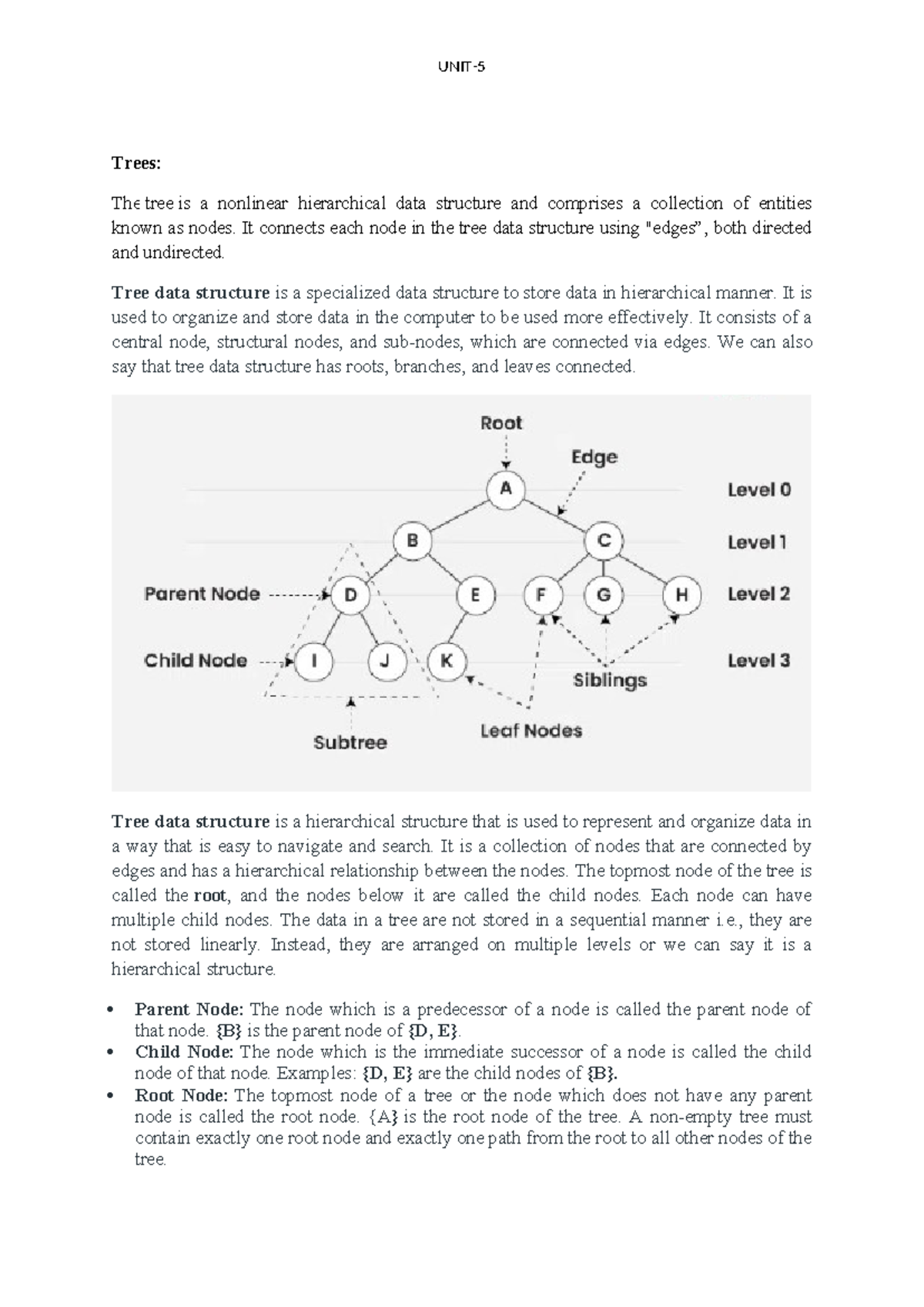 UNIT-5 Trees: Understanding Hierarchical Data Structures - Studocu