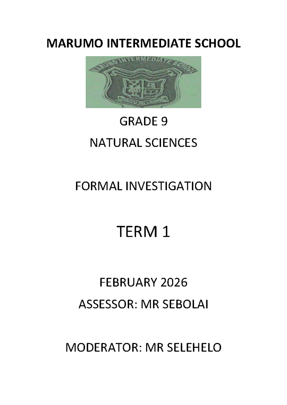 GR 9 Natural Sciences T1 Investigation: Exercise & Heart Rate Effects ...