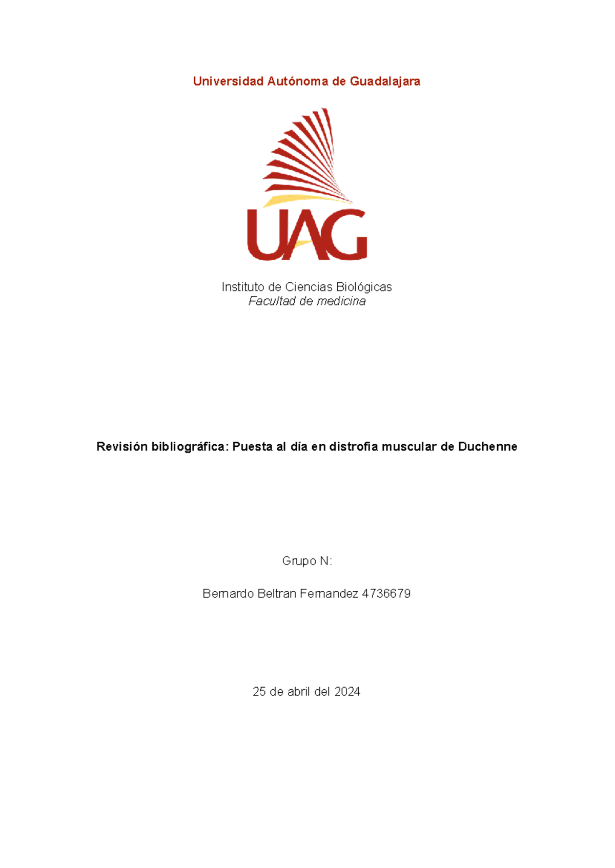 Revisión Bibliográfica sobre Distrofia Muscular de Duchenne - 4736679 ...
