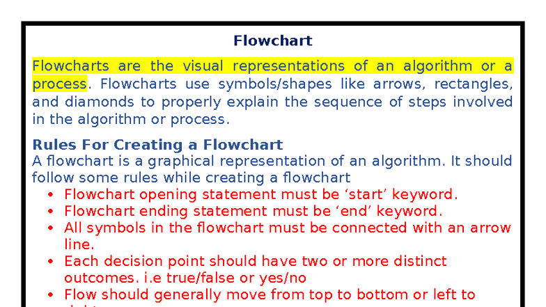 Flowchart Basics - Problem Solving Techniques Notes - Studocu