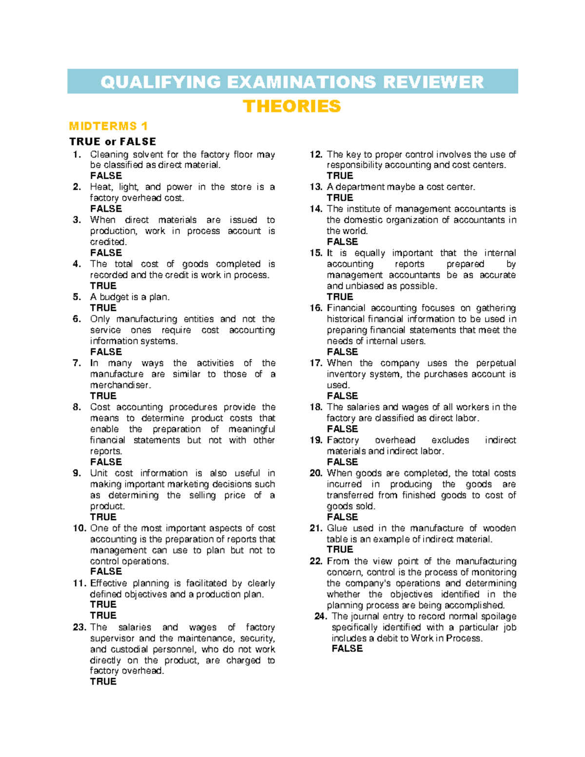 COST 300: Qualifying Exam Review - Midterms & Final Insights - Studocu