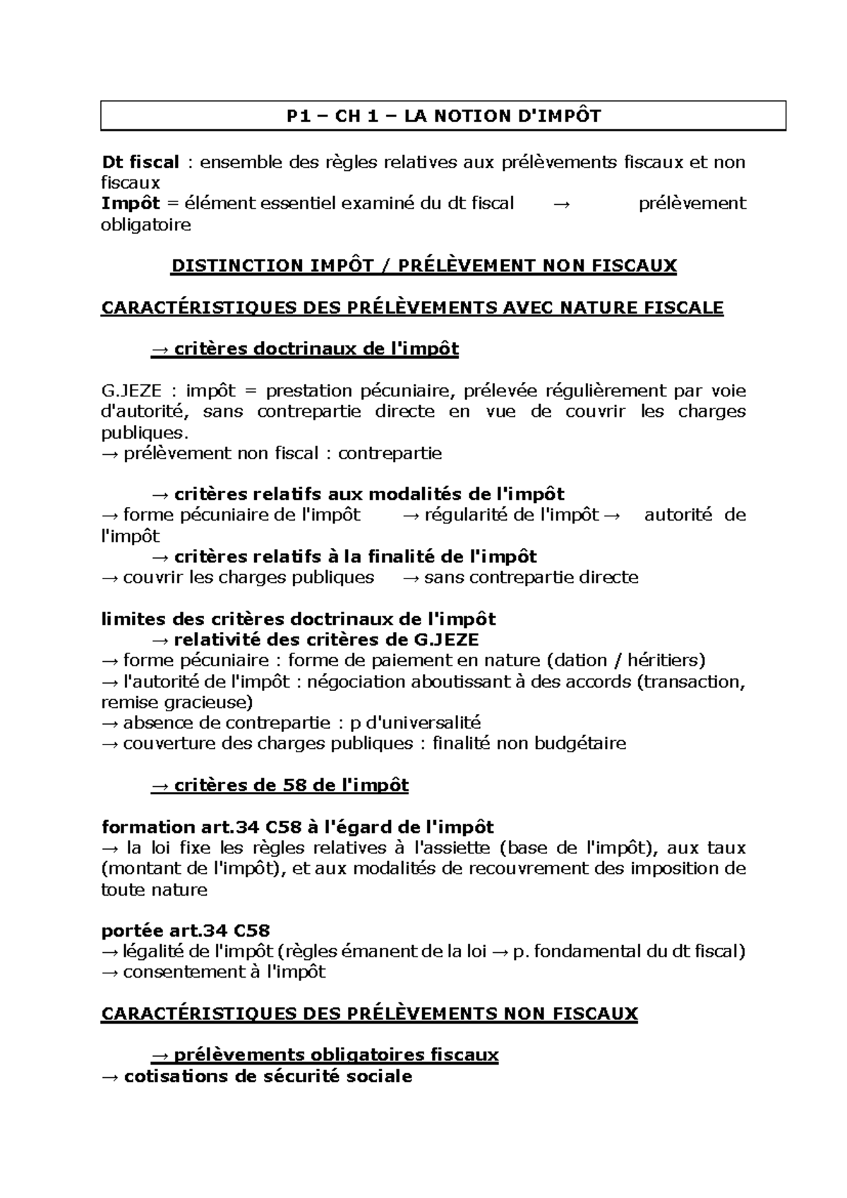 Droit fiscal - fiches de cours pour le partiel - P1 – CH 1 – LA NOTION ...