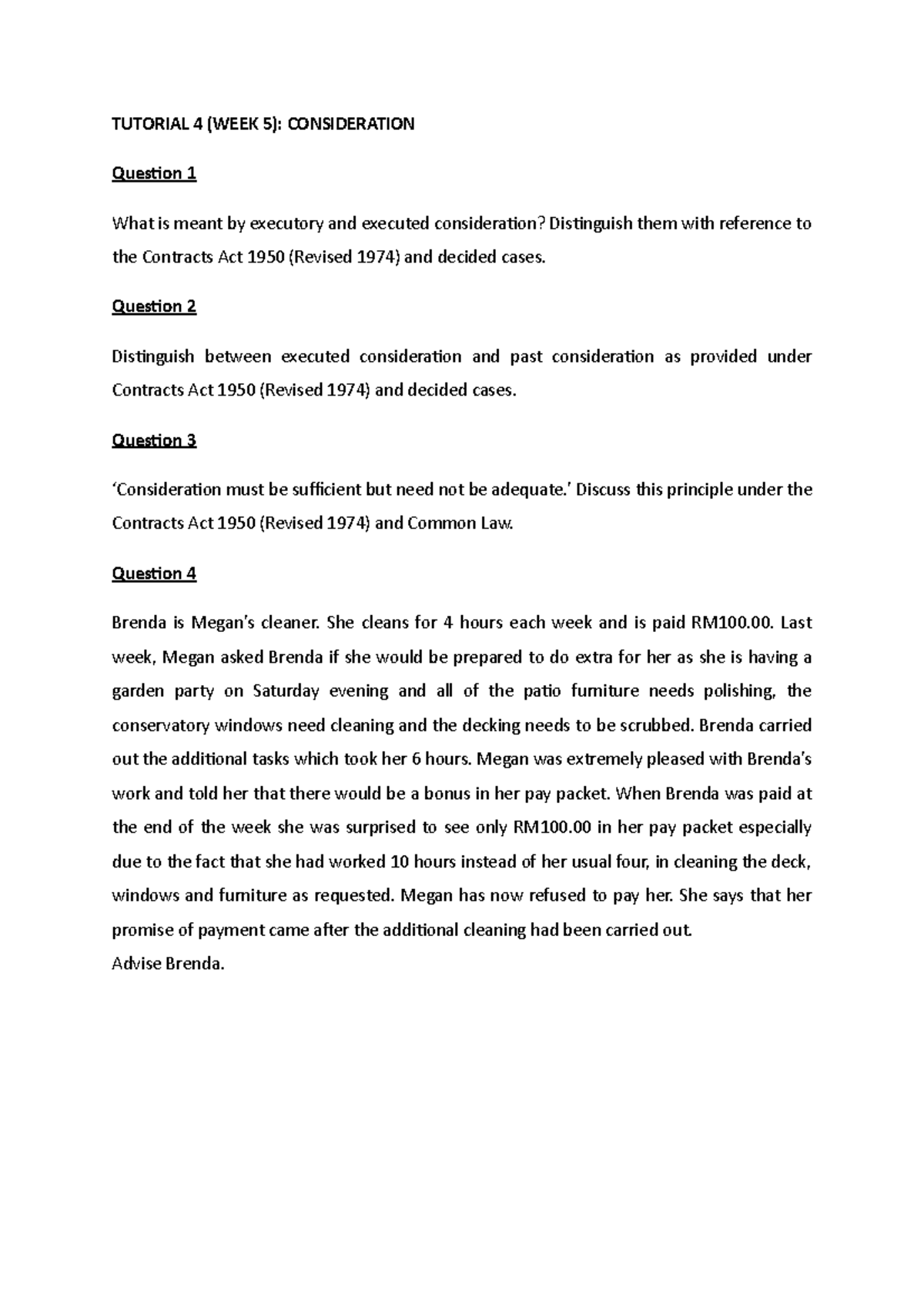 288154 Tutorial 4 (Week 5)-GS - TUTORIAL 4 (WEEK 5): CONSIDERATION ...