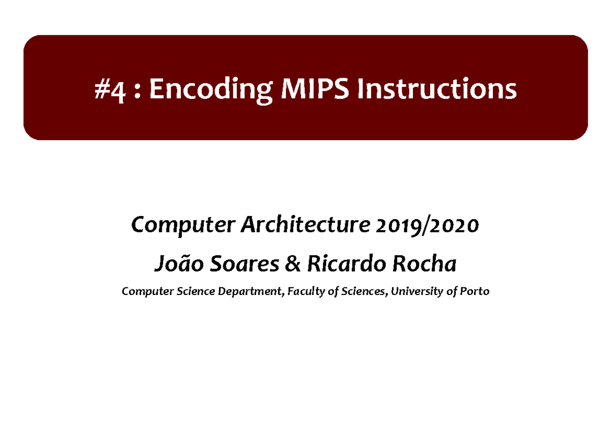 Microsoft Power Point - 04 encoding mips instructions [Modo de Compatibilidade] - #4 : Encoding ...