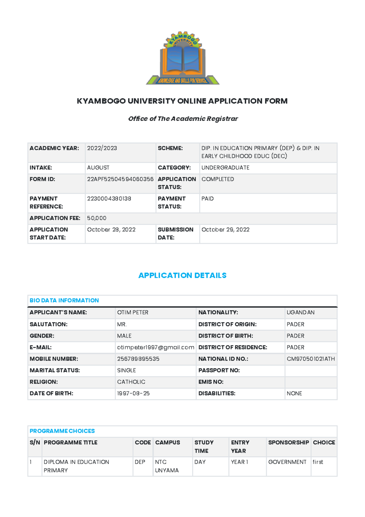 Online Applicantion Portal - Online Applications Portal - KYAMBOGO ...