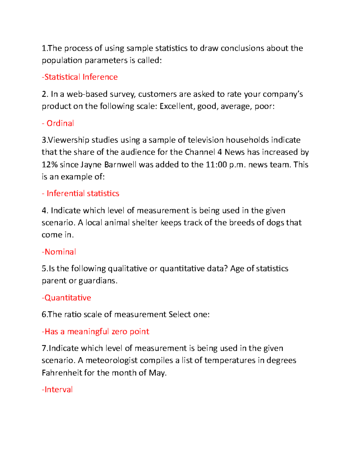 Notes-1 - Notes-1 - 1 process of using sample statistics to draw ...