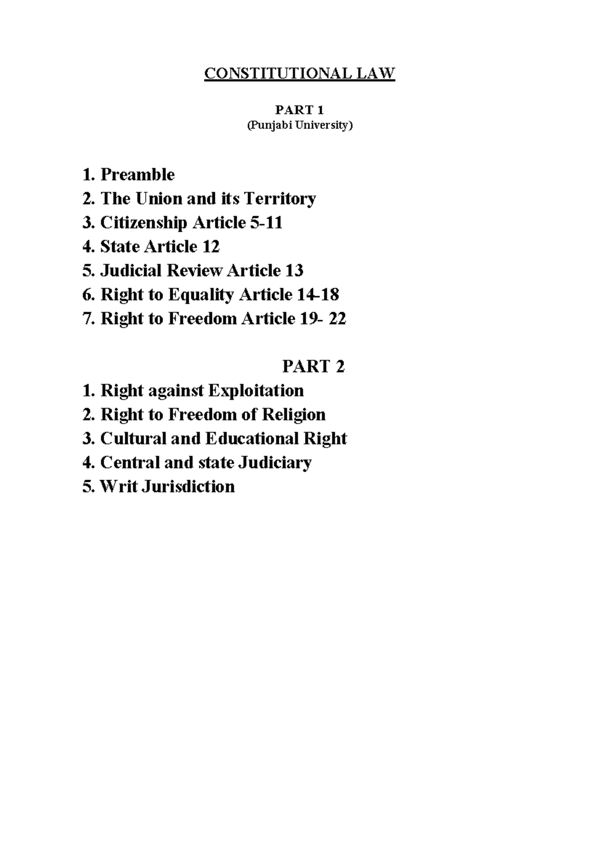 Constitutional Law Part 1: Key Articles and Principles Explained - Studocu